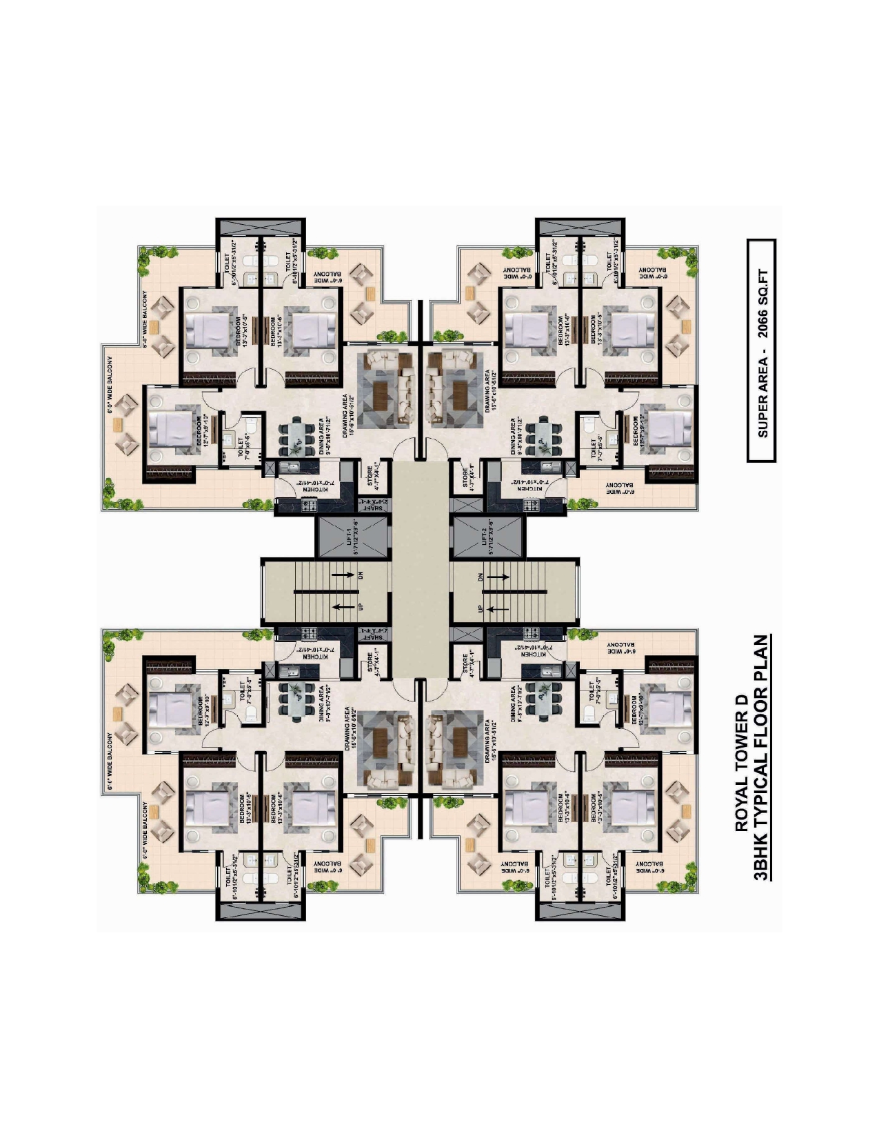 3 BHK Atlantis Grand Floor Plans.